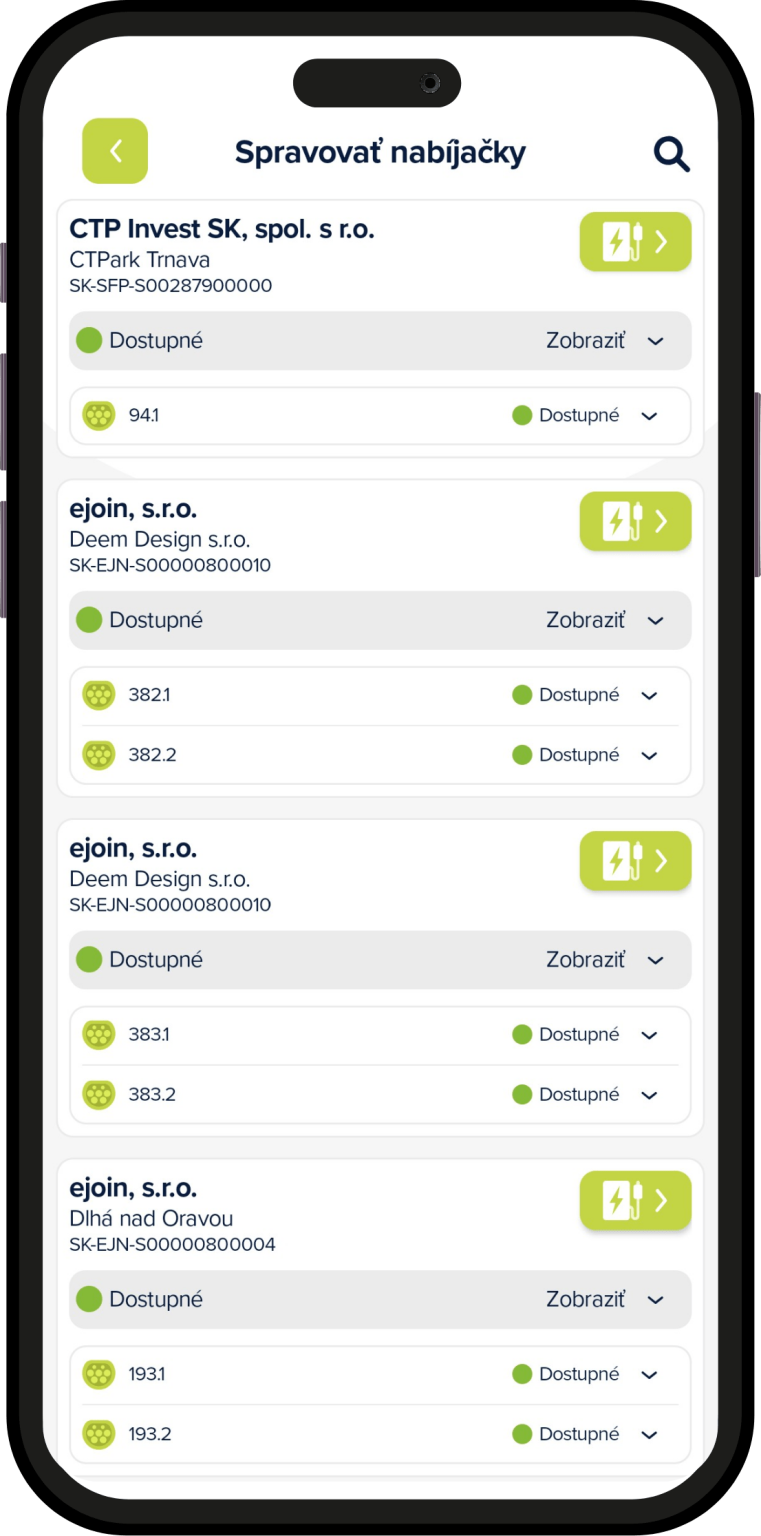 Sieť nabíjacích staníc - Ejoin